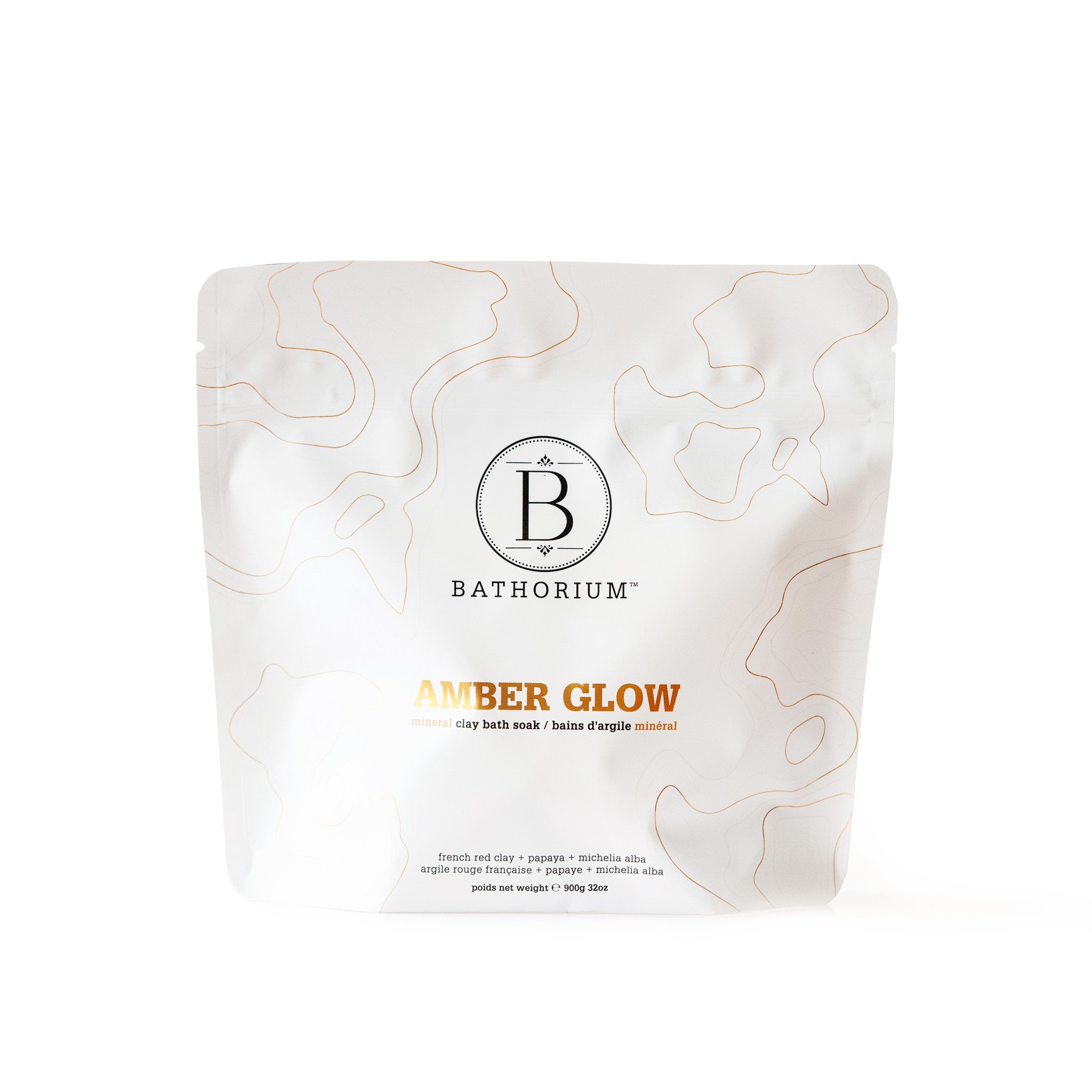 Amber Glow Clay Mineral Soak 900g – Etiket